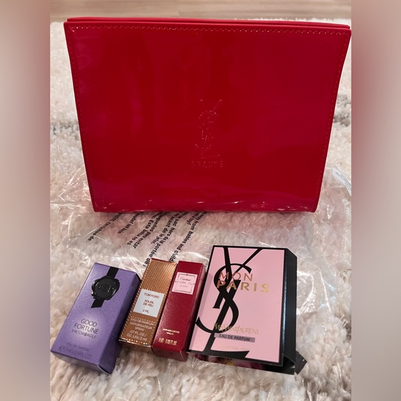 Yves Saint Laurent | Bags | New Red Ysl Beaute Patent Cosmetic Makeup ...